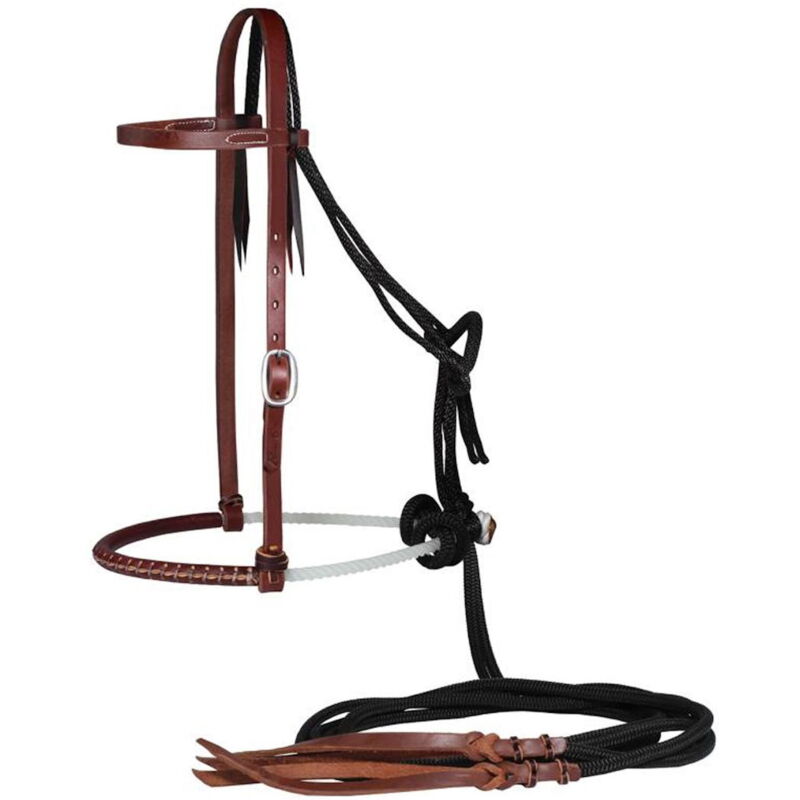 Bosal set per cavalli in cuoio con redini in corda nera