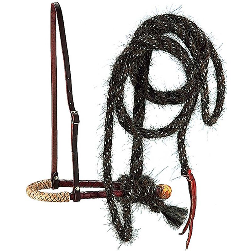 Bosal set con capezzina e bosal in cuoio e mecate in crine