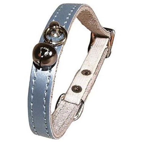 Collare in pelle blu cangiante con campanellino i modello Irise per gatti