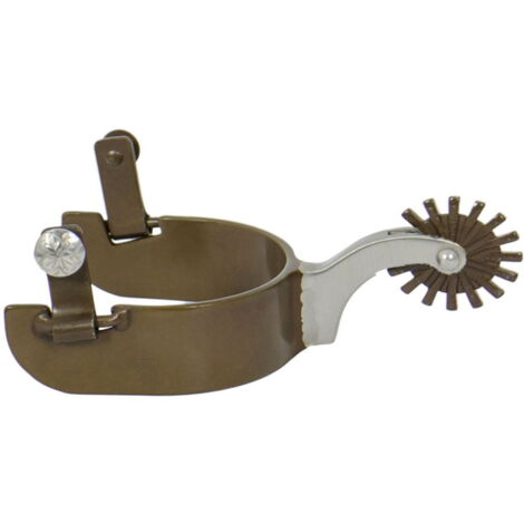 Speroni western in acciaio con fasce marroni