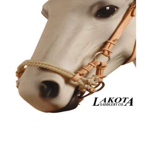 Side Pull in cuoio harness senza morso con cavezzina rawhide - Marrone