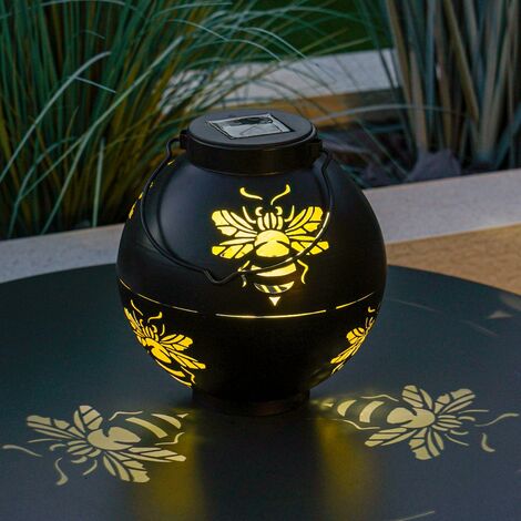 19cm Solar Power Hanging Bee Silhouette LED Lantern Warm White Colour ...