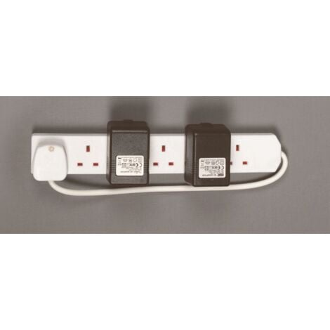 1m White Extension Block Lead 6 Gang Way