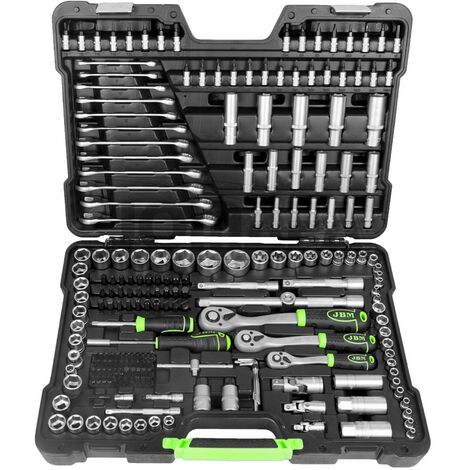 JBM 54034 - MALETÍN DE HERRAMIENTAS DE 216 PIEZAS CON VASOS HEXAGONALES CINCADO