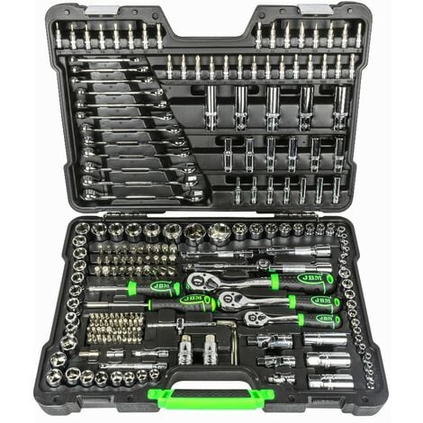 JBM 54045 - MALETÍN DE HERRAMIENTAS DE 216 PIEZAS CON VASOS HEXAGONALES CROMADO