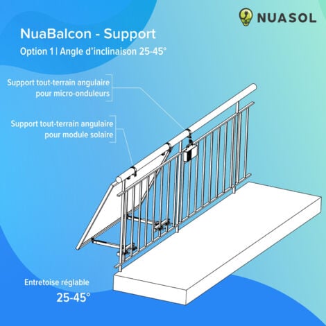 NuaSol - Kit de fixation de balustrade de balcon pour diamètre jusqu'à 80mm