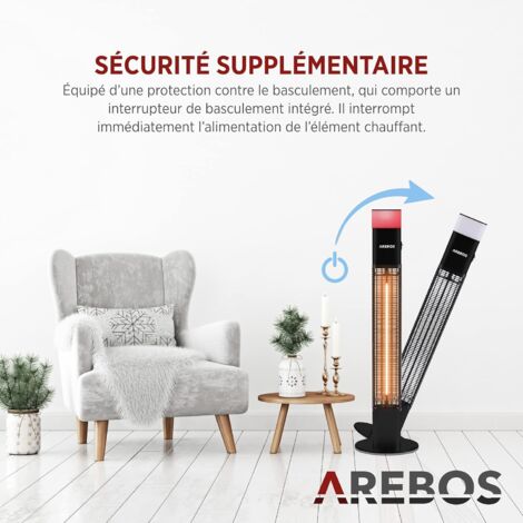 AREBOS 1500 W Chauffage incl 16 Couleurs de Lumière LED Avec Télécommande