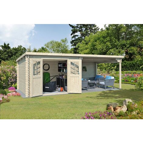 Casetta 300x300 con Porticato 300x300 Block House Legno 28 mm per Giardino