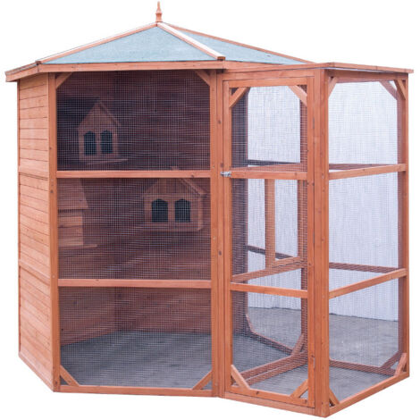 Casetta gabbia per uccelli voliera foresta esagonale 235x235x238h - Foresta