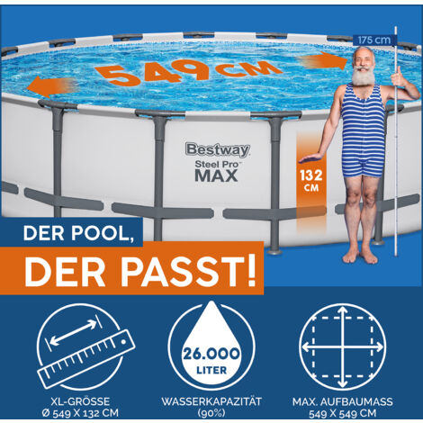 Steel Pro MAX™ Frame Pool Komplett-Set mit Filterpumpe Ø 549 x 132 cm ...