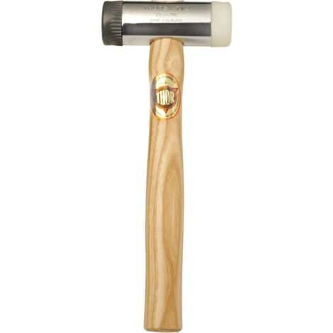 THOREX Hammer mit Nylon Einsätze, Rund (Ø) 38 mm, 675 g, mit Holzstiel