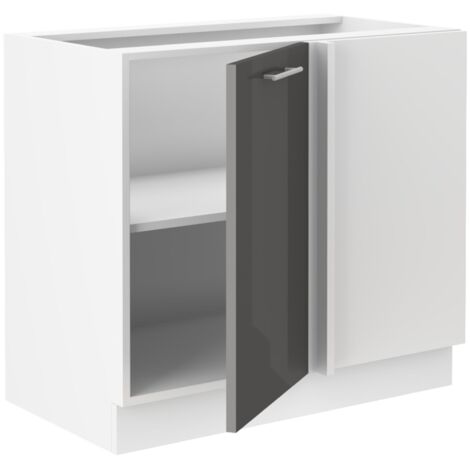 Lara Eckunterschrank 105 cm Grau Glanz + Weiß matt Küchenzeile ...