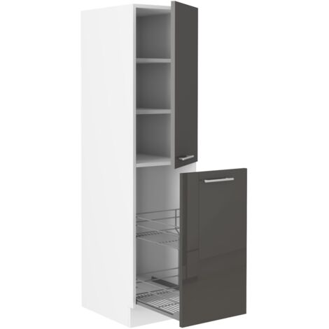 Küchen Midi Hochschrank 30 Lara Grau Glanz + Weiss matt Küchenzeile ...