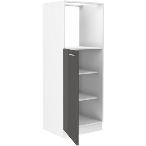 Küchen Midi Hochschrank 60 Lara Grau Glanz + Weiss matt Küchenzeile ...