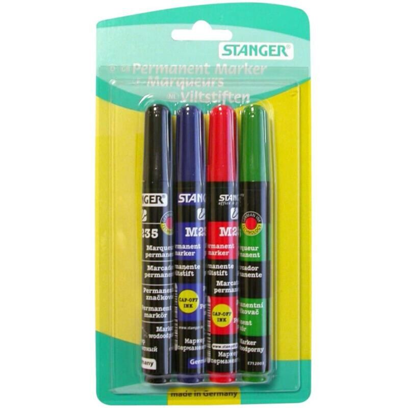 12x Permanent Marker 4er Rundspitze Farben Stift Bunt Wasserfest ...