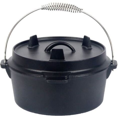 2x Dutch Oven Topf aus Gusseisen 4,3 Liter Schmortopf Kochtopf ...