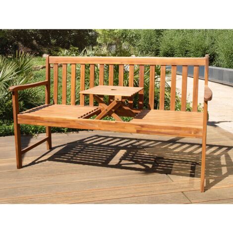 Gartenbank mit integriertem Tisch 2-Sitzer 3-Sitzer Holzbank Sitzbank ...
