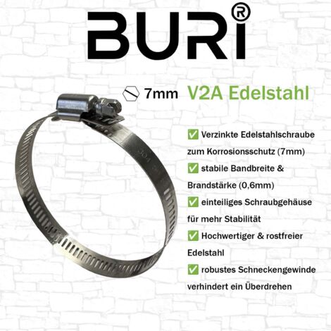 Schlauchschellen Edelstahl 10-16mm [5 Stück] Profi 304 Qualität ...