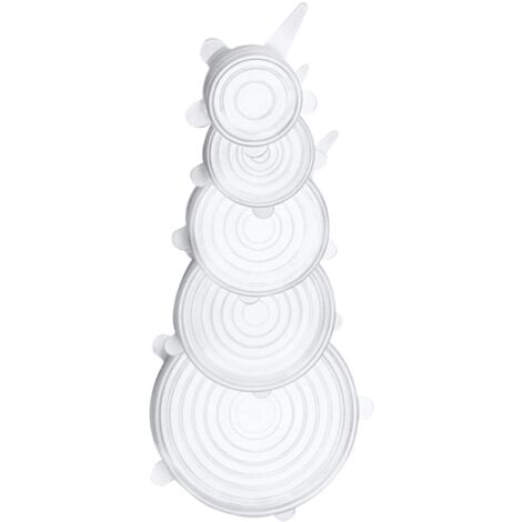 BURI Silikon-Deckel 5er-Set transparent Frischhaltedeckel ...