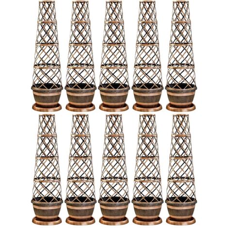 Wooden Barrel Effect Tower Pot x 10