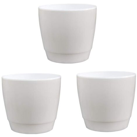 14cm White Plastic Pot x 3
