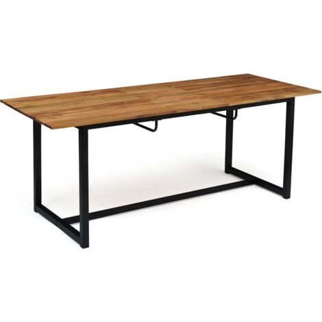 Salon de jardin extensible SOHO 8/10 places table 160/200 cm acier + acacia et 8 chaises ...