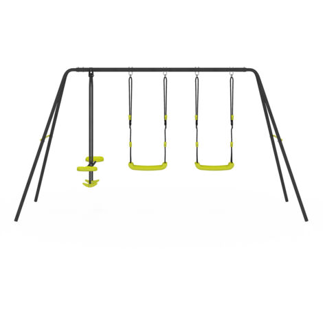 Idmarket – Balançoire 3 agrès portique – 2 balançoires simples et 1 ...