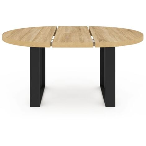 Table à manger extensible ronde PHOENIX 4-6 personnes bois et noir 110 ...