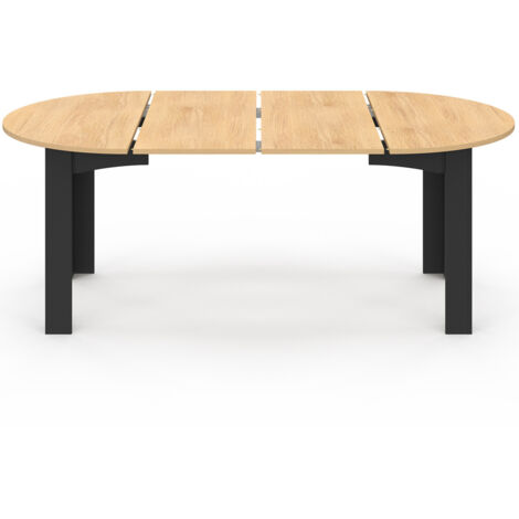 Table à manger extensible ronde DONA 4-10 personnes noire plateau façon ...