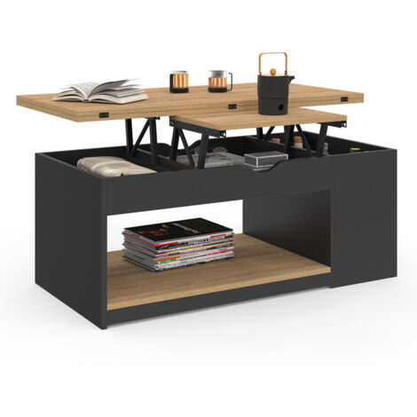 Table basse rectangulaire relevable convertible en table à manger ELEA ...