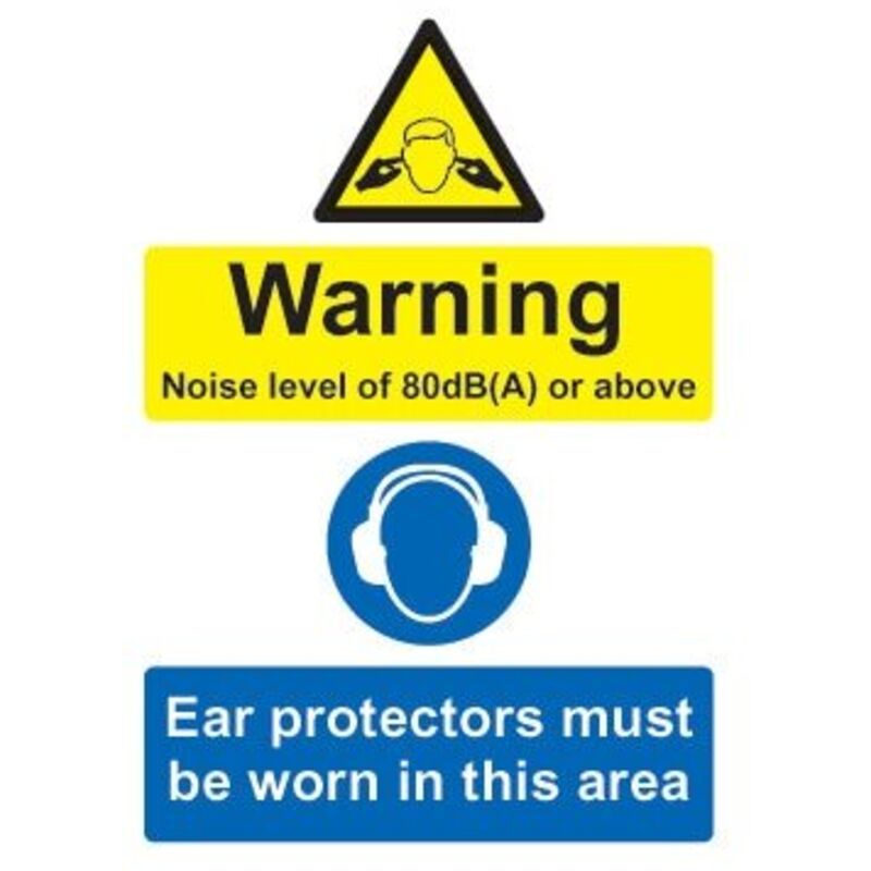 Sitesafe Noise Level of 80DB or Above Rigid PVC Warning Sign - 148 x 210mm