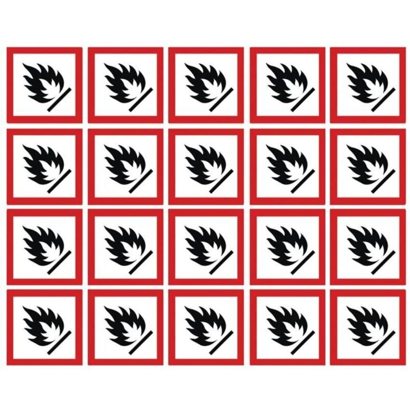 Sitesafe 100 x 100mm Flammable GHS Symbols on A Sheet