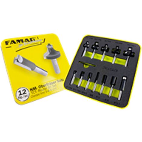 FAMAG TCT Router Bit Set 'Classic Line' 12 Pieces in Metal Box, 3381812
