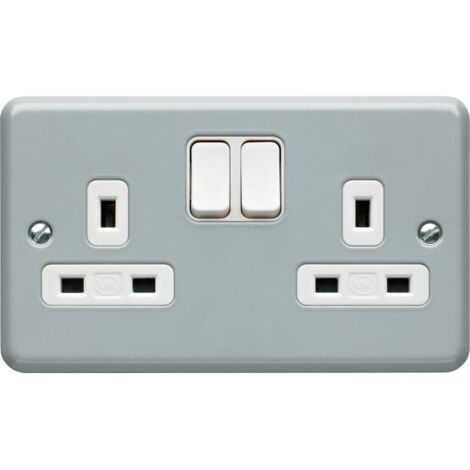 MK Electric Double Socket, Metalclad, 13A