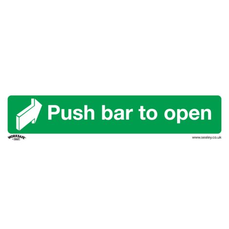 Worksafe Safety Sign - Push Bar to Open - Self-adhesive Vinyl