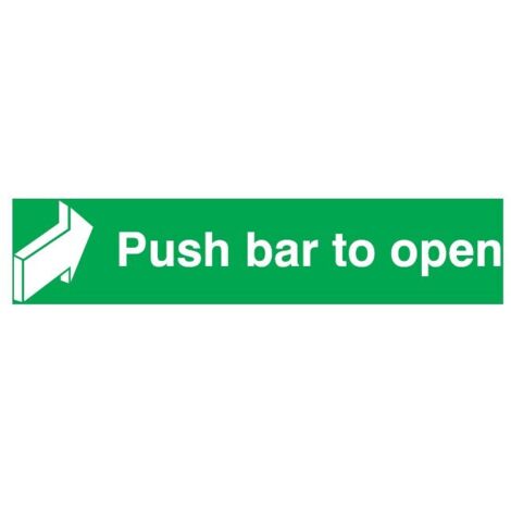 Sitesafe Fire Exit Push Bar to Open Vinyl Sign - 600 x 75mm