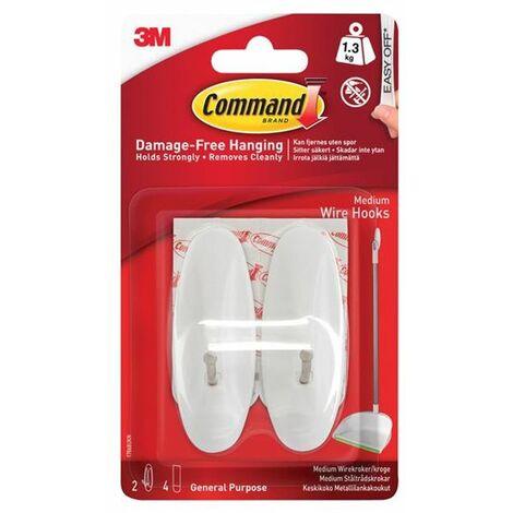 Command Medium Wire Hooks (Pack 2) COM17068