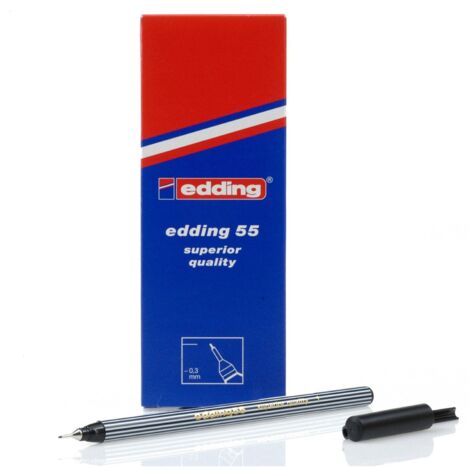 Edding Edding 55 Fineliner Pen 0.3mm Line Black (Pack 10)