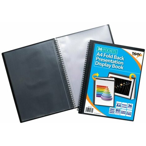 Tiger A4 Fold Back Display Book 36 Pocket Black