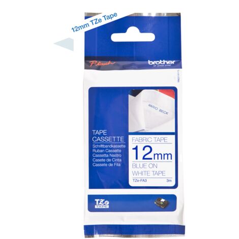 Brother Brother Blue On White Label Tape 12mm x 3m - TZEFA3