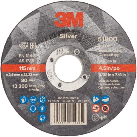 3M Silver Cut-off Wheel, T42, 115 mm x 2.5 mm x 22.23 Mm