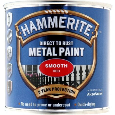 Hammerite Direct to Rust Smooth Finish Metal Paint Red 250ml HMMSFR250