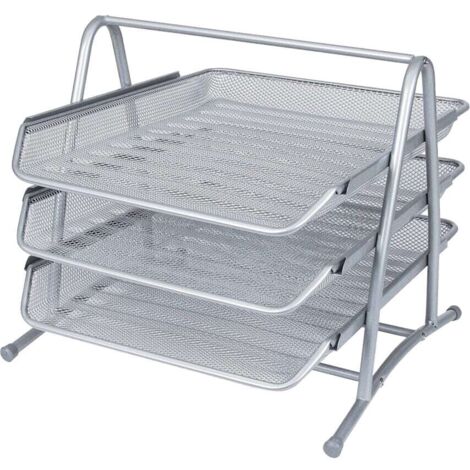 Offis Wire Mesh 3-Tier Letter Tray Silver