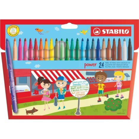 Stabilo STABILO power Felt Pen 2mm Line Assorted Colours (Wallet 24)