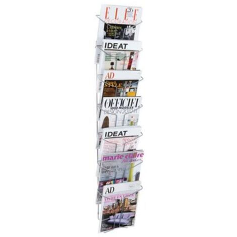 Alba Wall Mounted Literature Display Unit 7 x A4 Compartments Silver ...