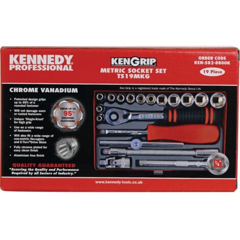 Kennedy Socket Set Ken-Grip 1/4" Square Drive 4-14mm Metric (19 Piece ...