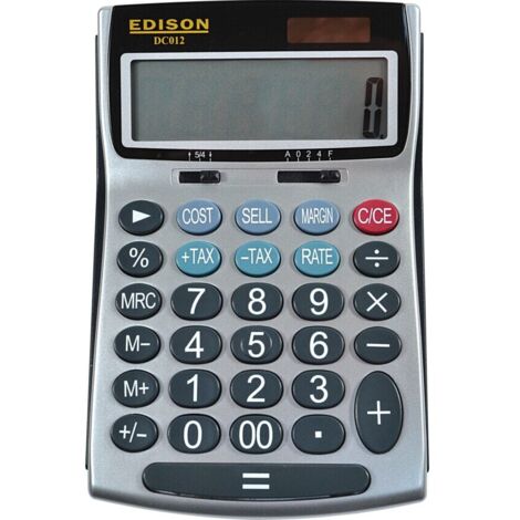 Edison DC012 12-Digit Desk LCD Calculator