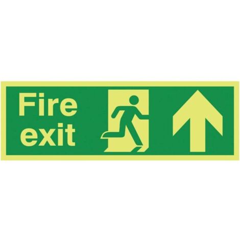 Sitesafe 150 x 300mm Fire Exit Running Man Arrow Up - Xtra Glo Rigid
