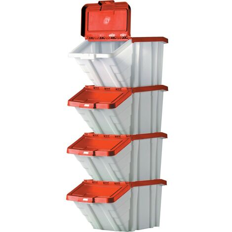 Multi-functional Containers Red Lids 50L, Pack of 4