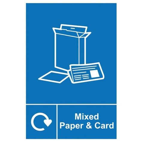 Sitesafe Mixed Paper & Card Recycling Sign Rigid PVC (200 x 300mm)